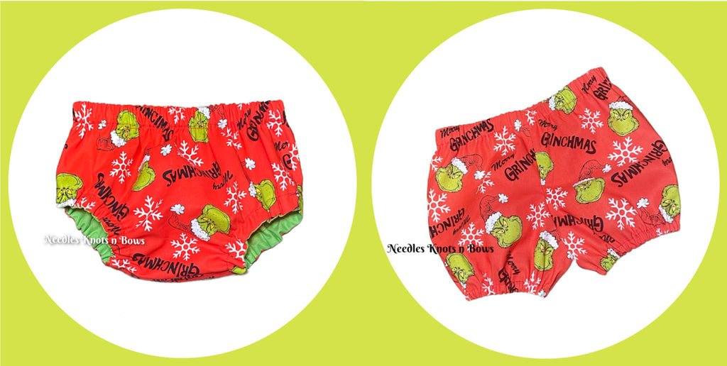 Grinch Christmas Diaper Cover, Baby, Toddler – Needles Knots n Bows