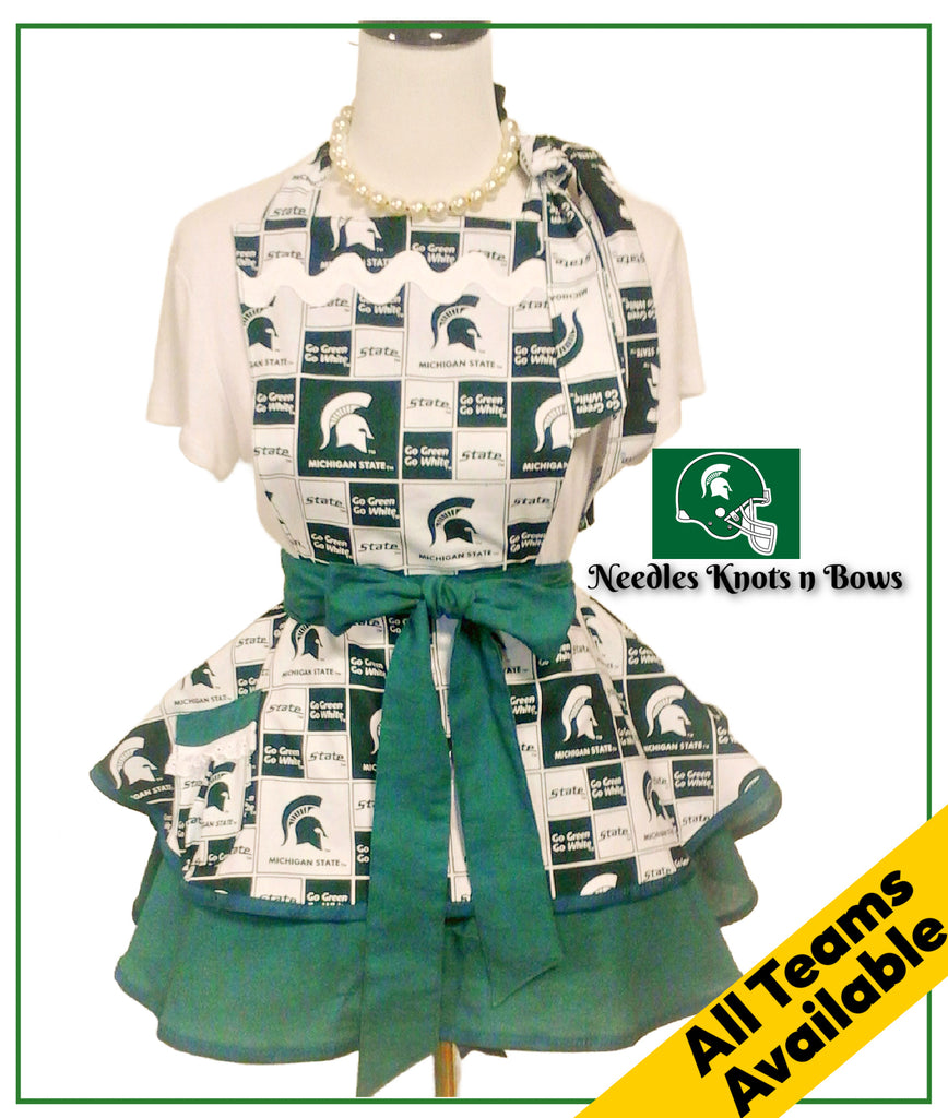 Michigan State University Spartan's Apron – Needles Knots n Bows