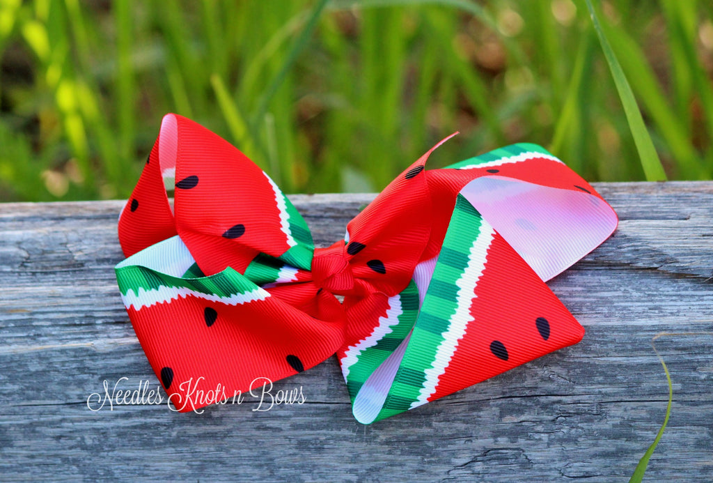 5" Watermelon Hair Bow – Needles Knots n Bows