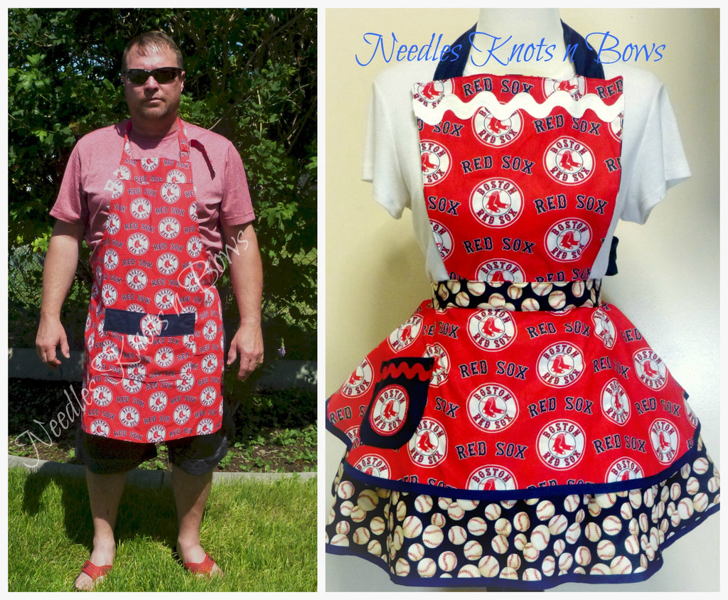 Boston Red Sox Game Day Baseball Apron with Pocket – Needles Knots n Bows