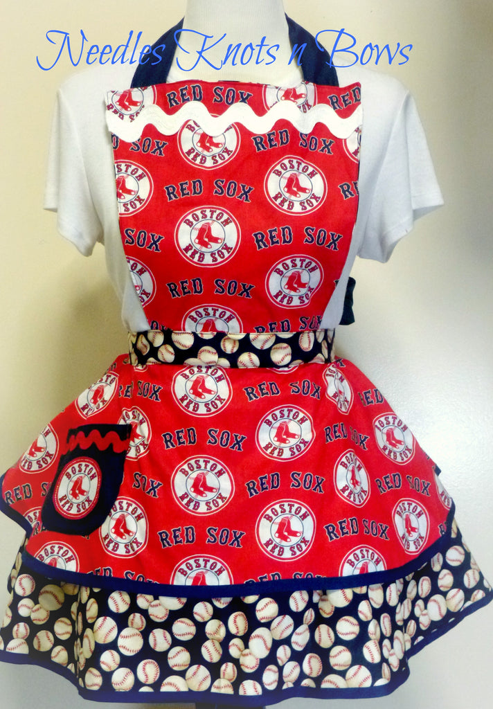 Boston Red Sox Game Day Baseball Apron with Pocket – Needles Knots n Bows