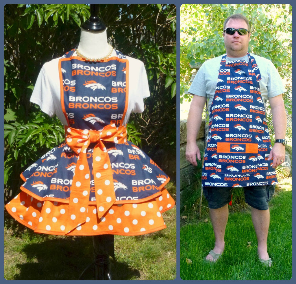 Denver Bronco's Apron, Mens or Womens Football Cooking Apron – Needles ...