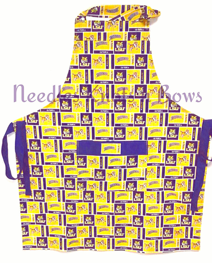 LSU Tigers Womens Flirty Apron – Needles Knots n Bows